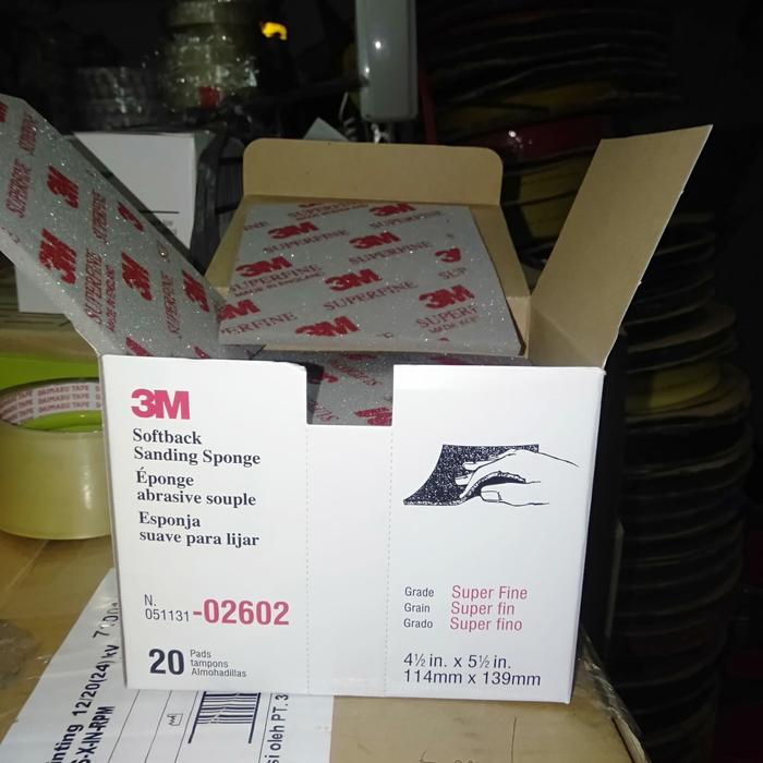 Jual 3M Amplas sandinge sponge superfine 3M 02602 1 box isi 20 pcs ...