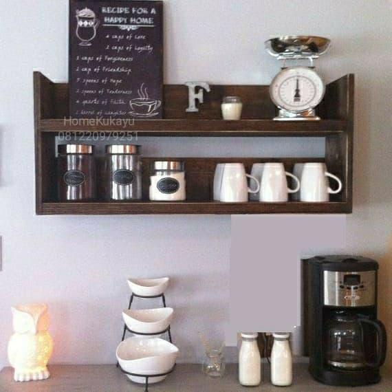 Jual rak dinding kayu /rak kopi / rak dapur / penyimpanan toples - Kota ...