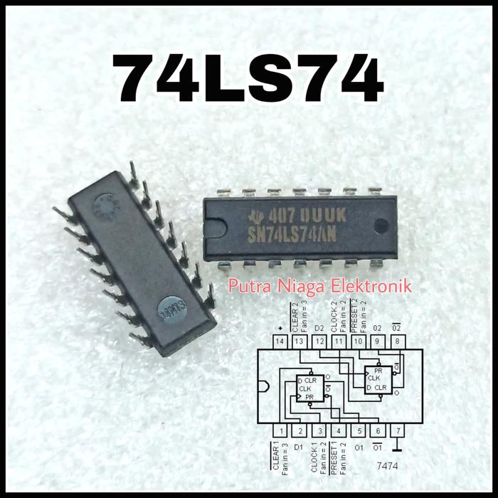 Jual ic TTL 7474 74LS74 Dual Flip Flop SN74LS74AN SN74LS74N Dip 14p - Kota Bandung - Putra Niaga ...