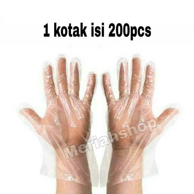 Jual isi 200pcs Sarung Tangan Plastik Kemasan Kotak Bahan Tebal Kuat ...