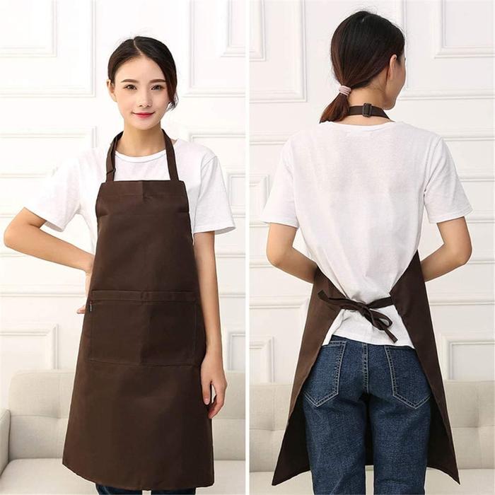Jual Apron celemek polos dewasa unisex bahan drill berkualitas coklat ...
