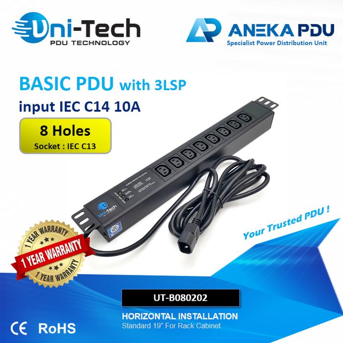 Jual PDU 8 Holes C13 Style with 3LSP, Input C14 10A - Kota Bekasi ...