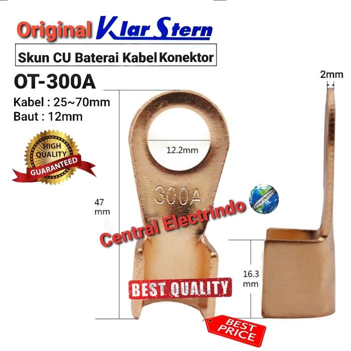 Jual Skun Kabel CU KlarStern OT 300A-12mm Baterai Kabel Konektor. - Kota Tangerang - central ...