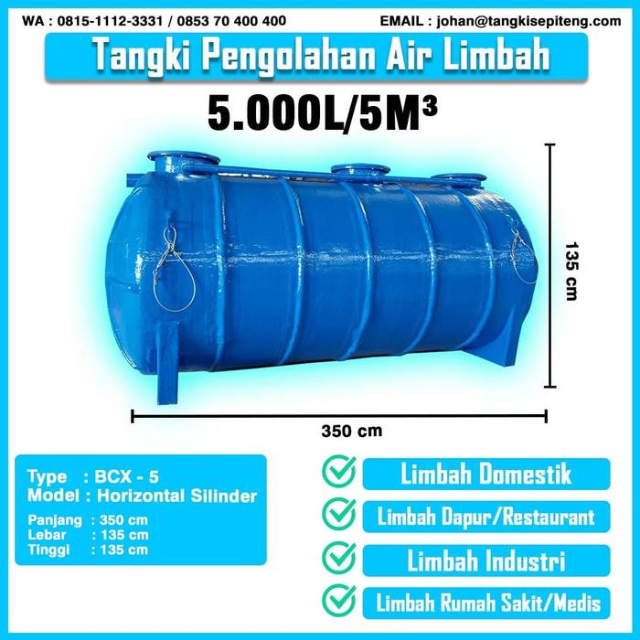 Jual Tangki IPAL - Pengolahan Air Limbah - Tangki STP 5m3 5000 liter 5 ...