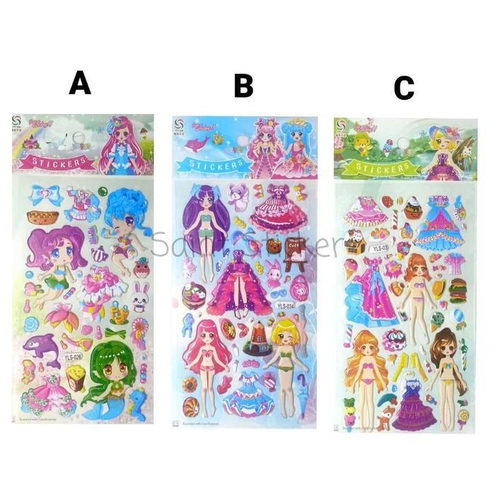Jual Gambar Tempel Sticker Timbul Stiker Anak Karakter Princess Mermaid ...