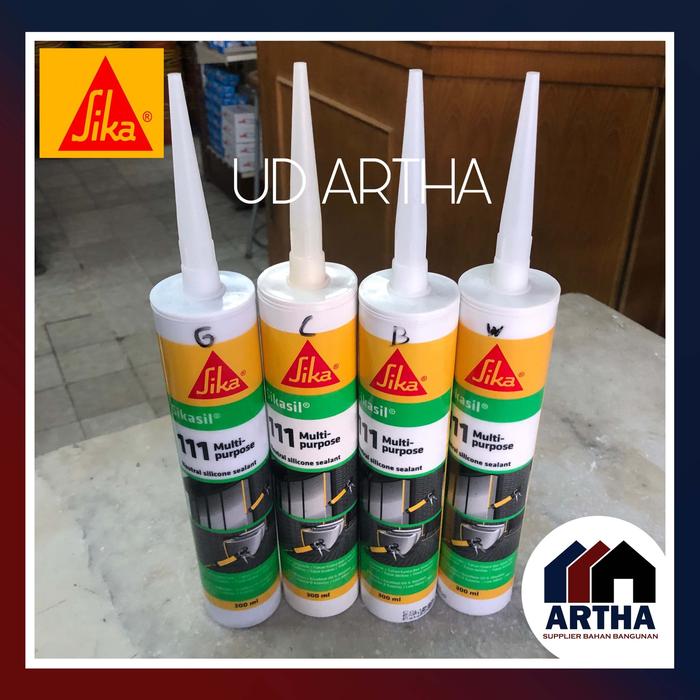 Jual Sika Sikasil 111 Multi Purpose Sealant Silicone White Grey Black Clear - Black - Kota ...