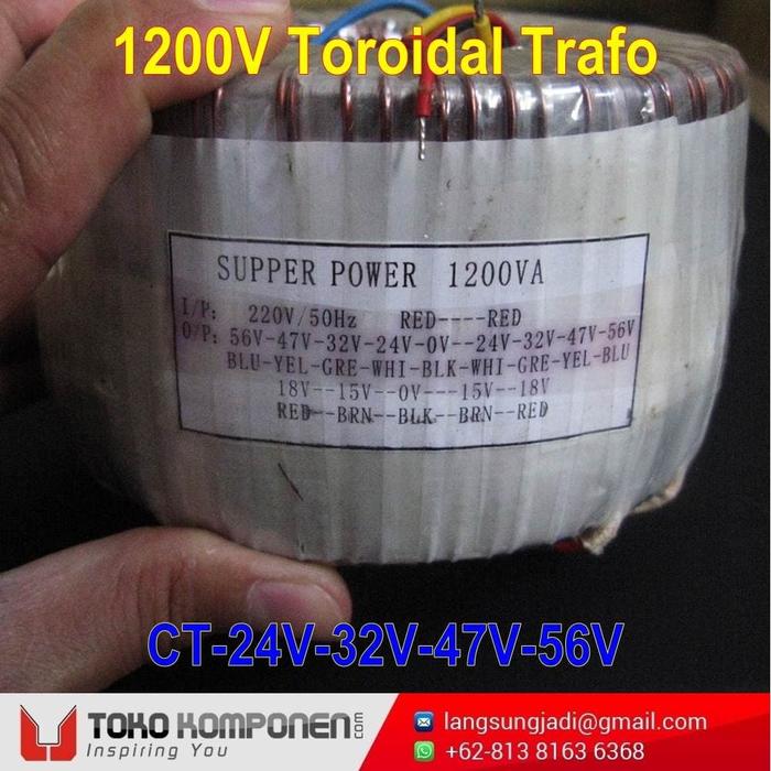 Jual 1200VA 20A CT 24V 32V 47V 56V Toroidal Power Tranformer trafo ...