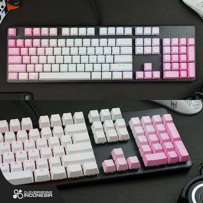Jual Keycaps CLV Pink White Gradient - PBT Double Shot 104 Keycap Set ...