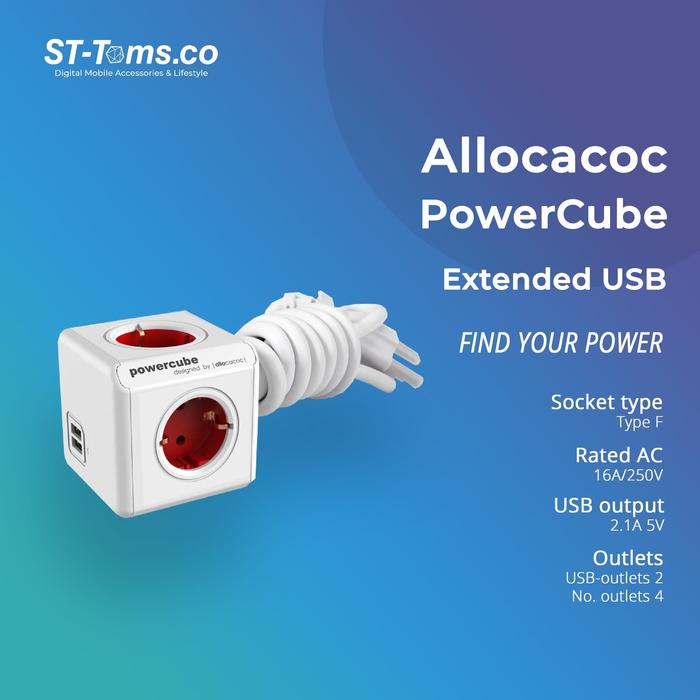 Jual Allocacoc Electric Socket Power Cube Extended USB - Red - Jakarta ...