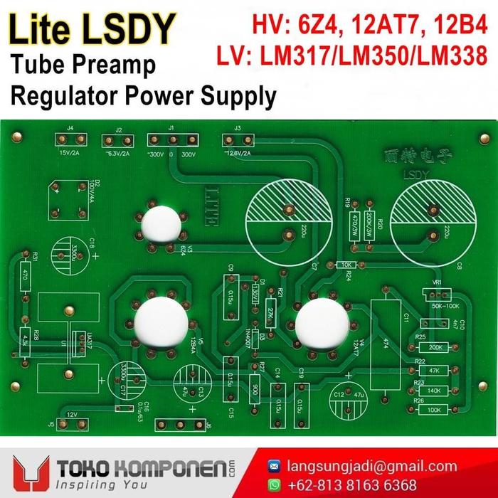 Jual PCB Lite LSDY Tube PreAmp Regulator Power Supply 6Z4 12AT7 12B4 ...