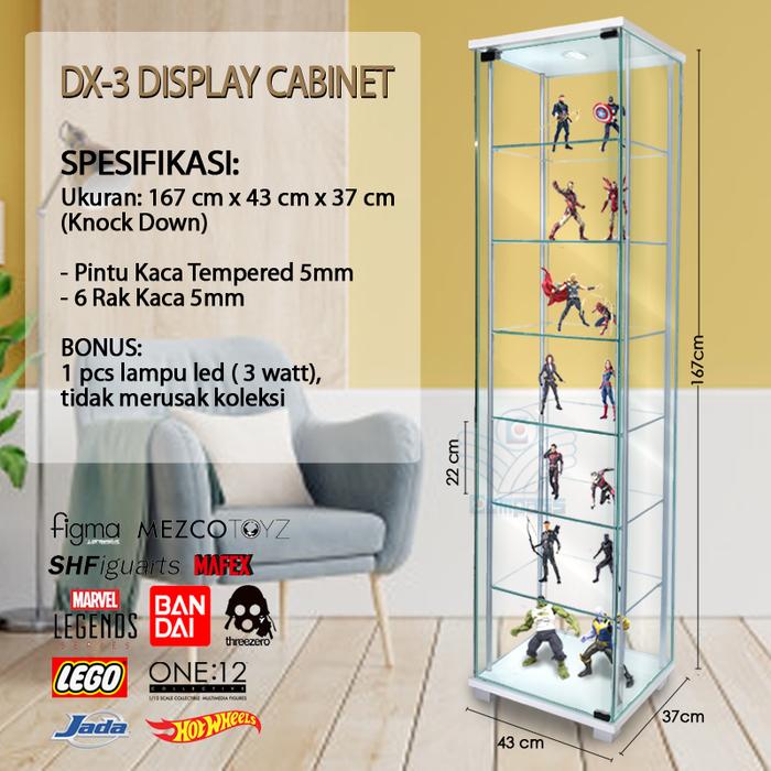 Jual Lemari Pajang 1 Pintu 6 Rak Kaca 7 Susun Free Lampu Led Koleksi ...