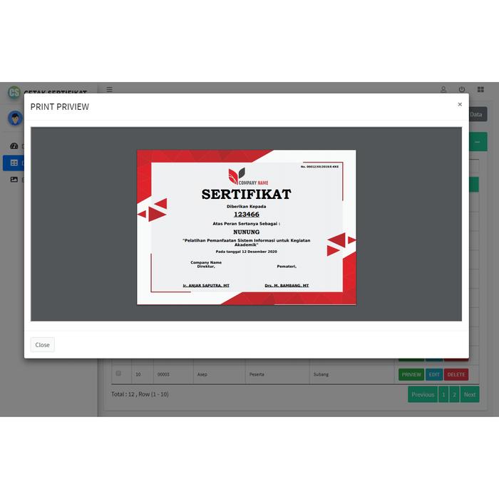 Jual Source Code Software Aplikasi Cetak Piagam / Sertifikat Berbasis Web - Jakarta Timur ...