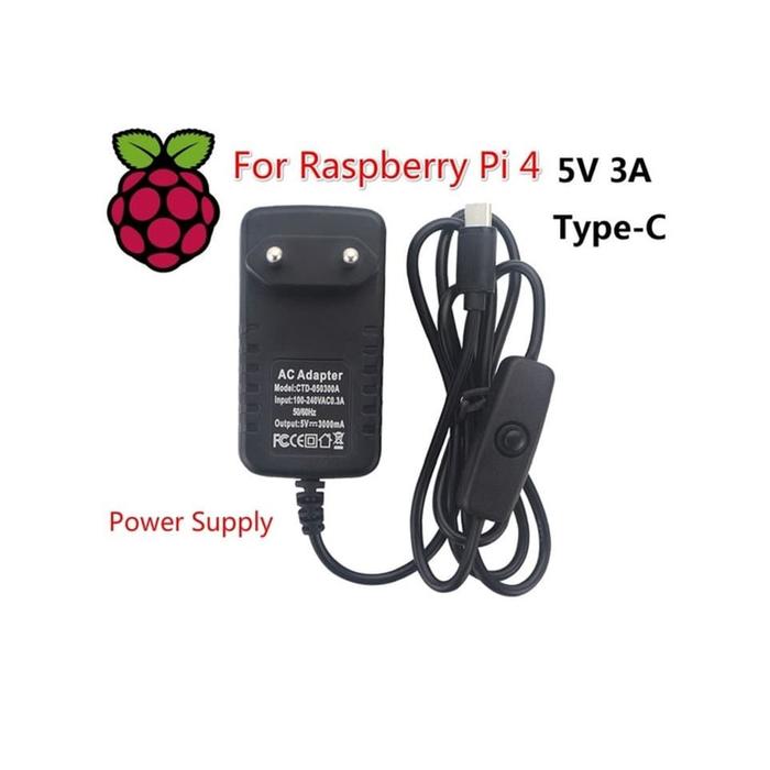 Jual Raspberry Pi 4 5V 3A Adaptor Power Supply Switch ON OFF Button USB ...