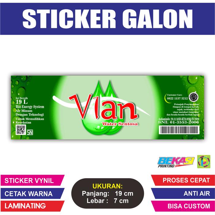 Jual PROMO! Cetak Label Vynil Sticker Air Isi Ulang Galon 19 x 7 cm ...
