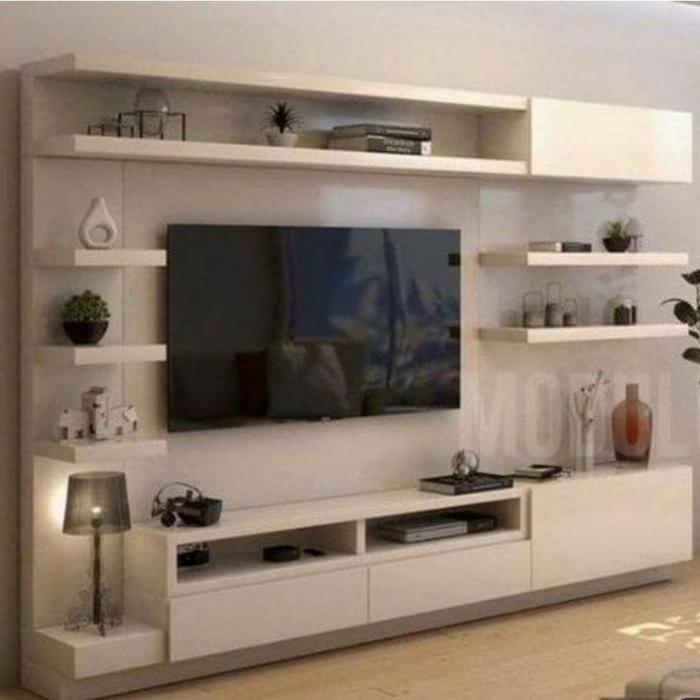 Jual Backdrop TV Meja Minimalis Furniture Kayu Multiplek Plywood 18mm ...