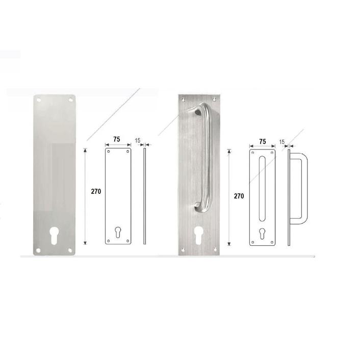 Jual Pull Plate Handle and Push Plate Handle With Cylinder Hole ...