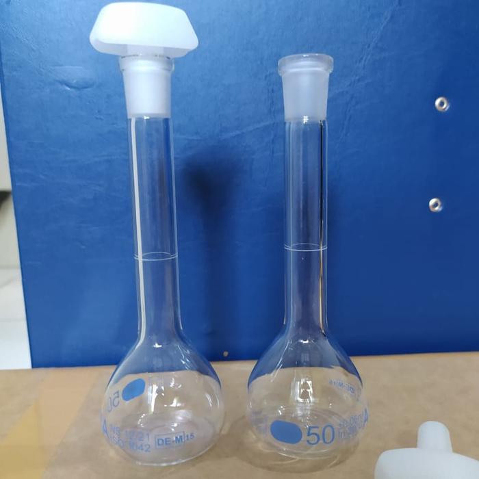 Jual Labu Ukur 50 ml. Volumetric Flask 50 ml. PP Stopper. Duran. BLUE Grad - Kota Bekasi - AHYA ...