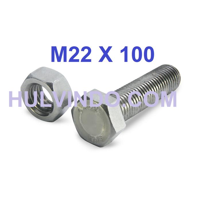 Jual BAUT MUR HEX STAINLESS STEEL 304 M22 X 100 - Kota Tangerang - Toko ...