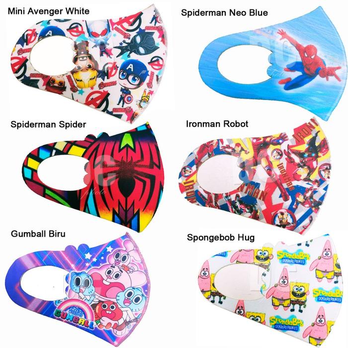 Jual Masker Anak Scuba Premium Spongebob Gumbal Avenger Spiderman ...
