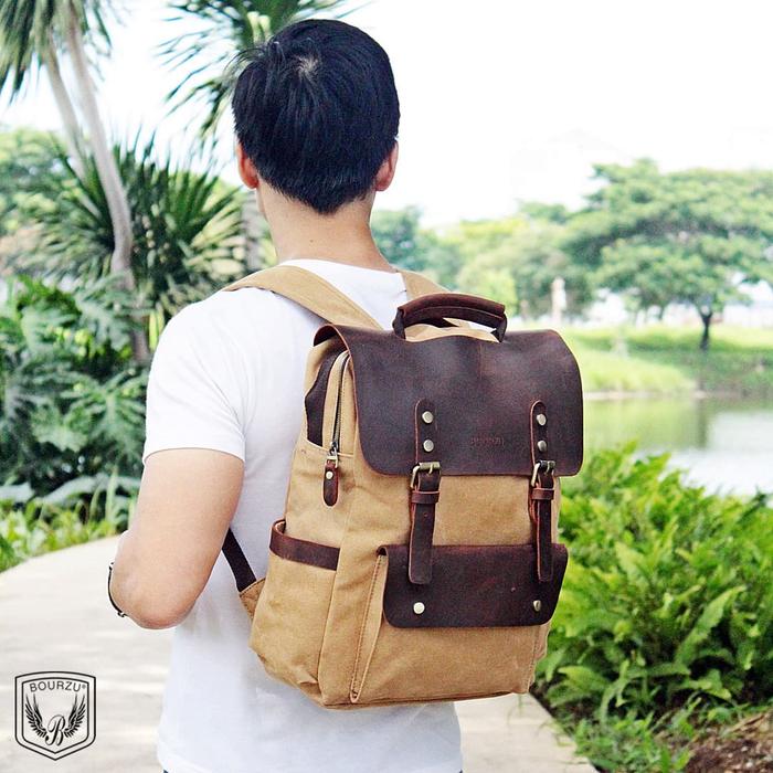 Promo Tas Ransel Laptop Backpack Pria Branded Genuine Leather Kanvas ...