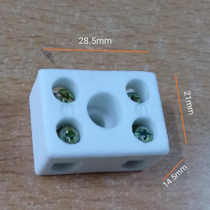 Jual Terminal block keramik heater 2P 2 pole uk 29 x 21 x 14 mm ...