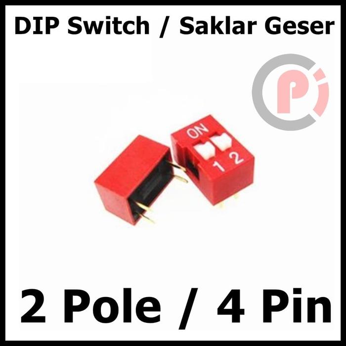 Jual Slide DIP Switch 2P 2.54mm Pitch 2 Row 4 Pin DIP Switch Breadboard ...