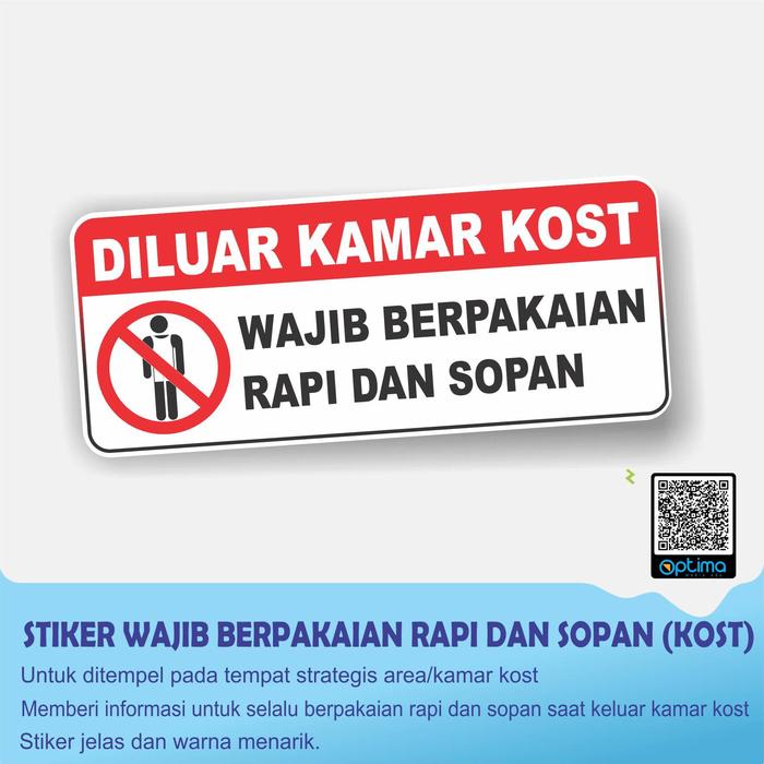 Jual STIKER DILUAR KAMAR WAJIB BERPAKAIAN RAPI DAN SOPAN-20X8cm - Kab ...