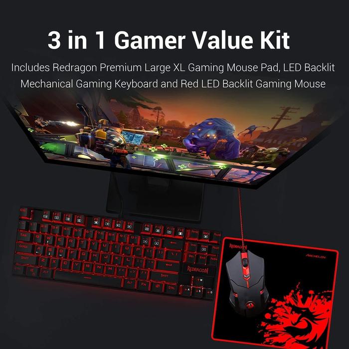 Jual Redragon Gaming Keyboard Tkl Mouse Pad 3 In 1 Combo Set - K552-ba ...