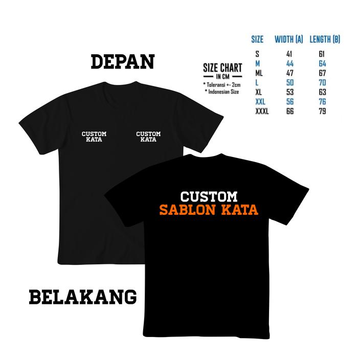 Jual KAOS / BAJU CUSTOM KATA KATA SABLON DEPAN BELAKANG - Putih, S ...