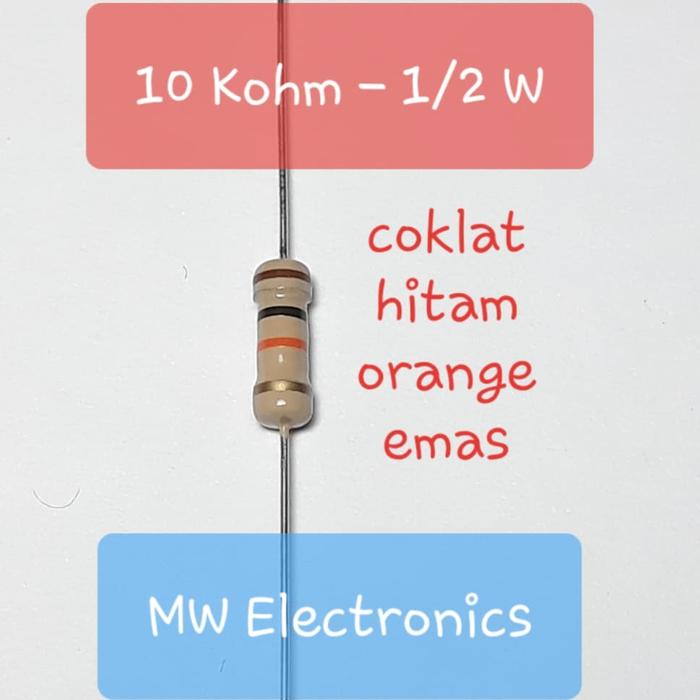 Jual 10 Kohm - 10 Kilo ohm - 10K - Resistor 1/2 Watt toleransi 5% ...