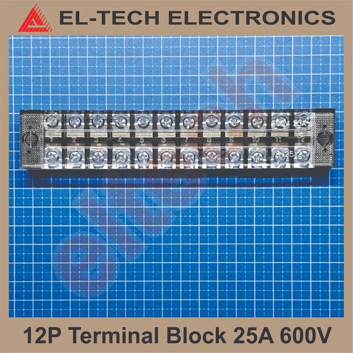 Jual 12 12P 12Pin P Pin 25A 600V Terminal Block Blok + Cover Pakai ...