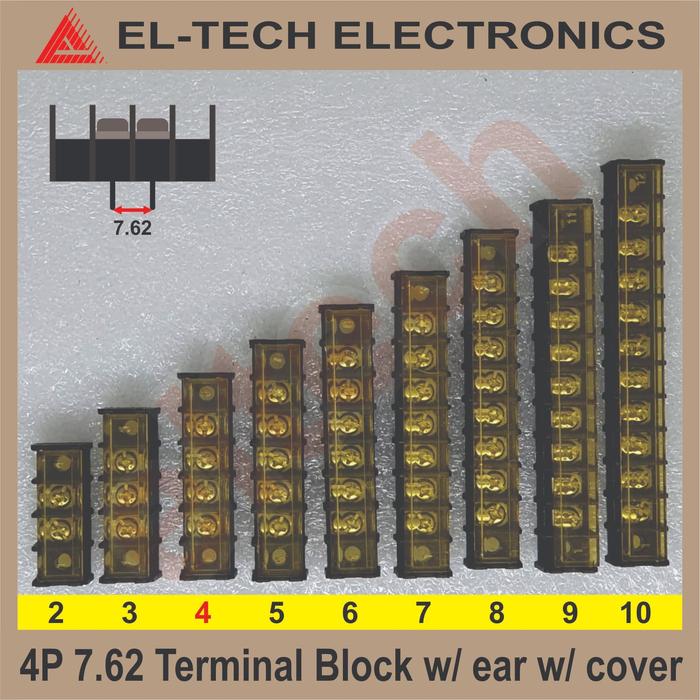 Jual 4 4P 4Pin P Pin 7.62mm Terminal Block Blok + Ear + Cover - Kota Surabaya - ELTECH online ...