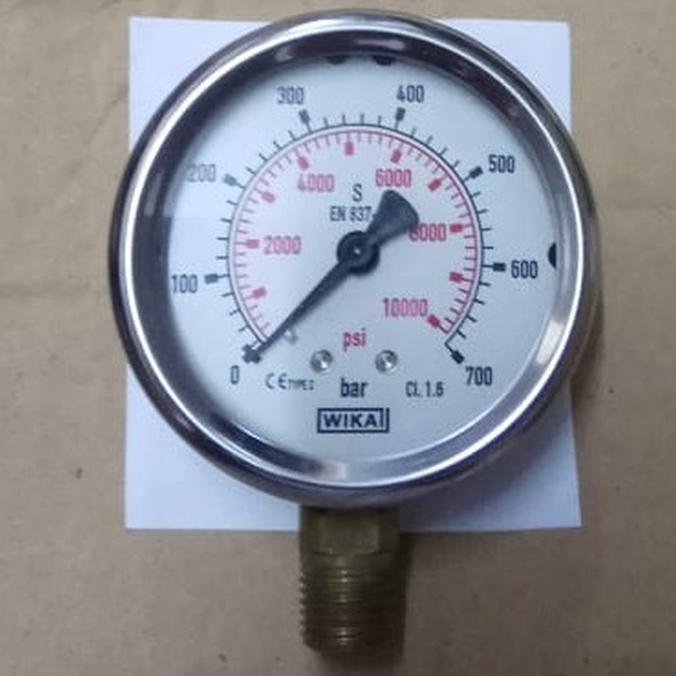 Jual WIKA Pressure gauge Manometer 2.5inch BOTTOM/RAKET 600bar sd.1.000 ...