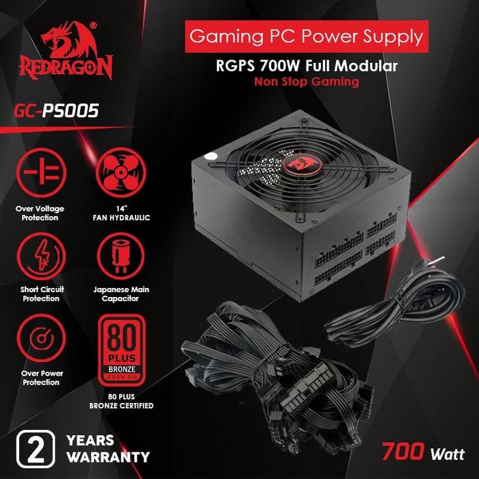 Promo Redragon Gaming PC Power Supply RGPS 700W Full Modular - GC-PS005 Cicil 0% 3x - Jakarta ...