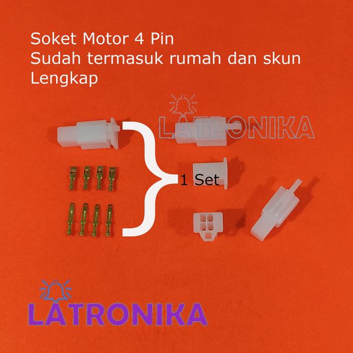 Jual Soket Motor 4 Pin Kecil + Skun Lengkap Socket 4Pin Konektor Kabel ...