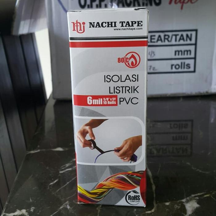 Jual isolasi listrik pvc electric nachi tape 5/8"×5yd (16mmx5y) murah ...