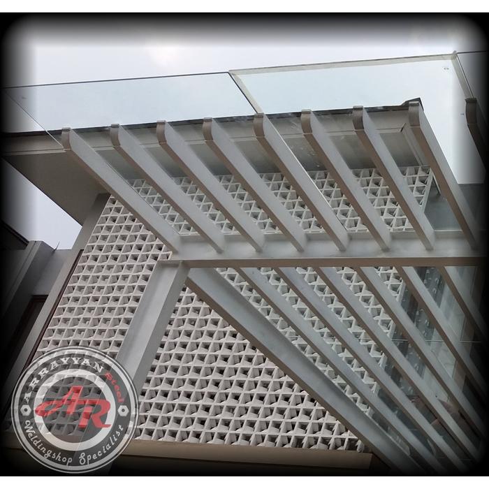 Jual Pergola Carport Rangka WF jari2 Profil atap Kaca 8mm Temperred ...
