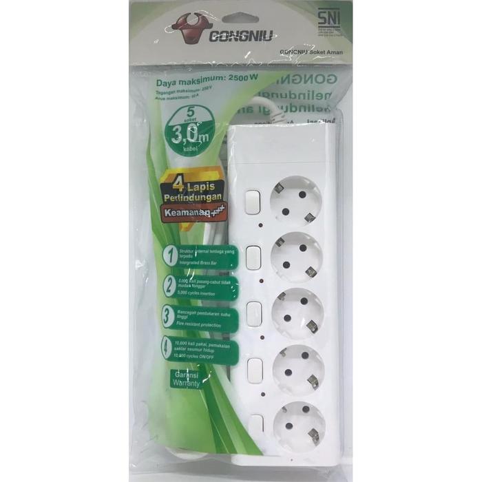 Jual Gongniu Stop Kontak 5 lubang Multi Switch GNID G3050 (3 Meter) - Kota Surabaya - Dazzling ...