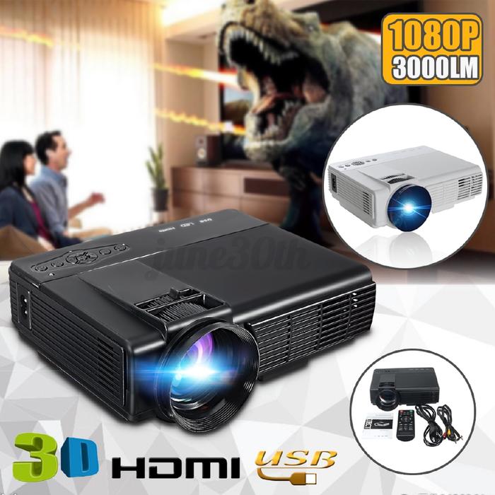 Jual Proyektor LCD 3000 Lumen 1080P 3D Multimedia VGA HDMI Untuk Home ...
