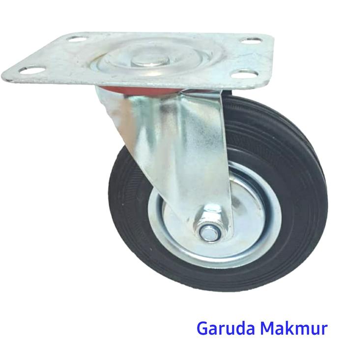 Jual roda troli lipat karet hitam 5 "hidup /roda troli lipat krisbow ...