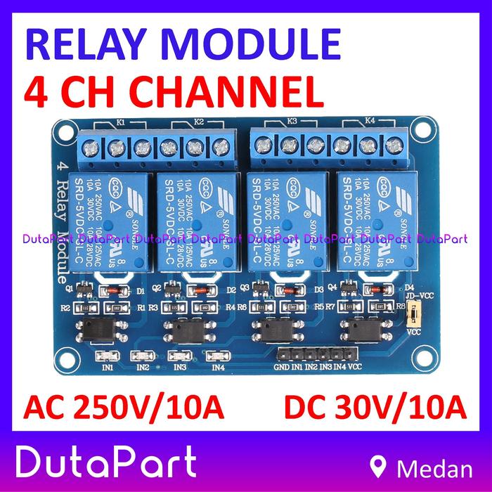 Jual Relay Module 4 CH Channel 250VAC 30VDC 10A 5V With Optocoupler ...