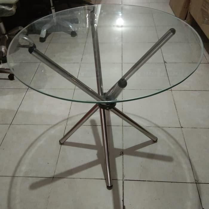 Jual MEJA DEALING/ MEJA PAMERAN MEJA KACA BULAT ¤80cm KAKI SILANG ...