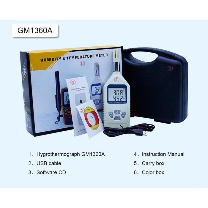 Jual Humidity Temperature Meter Data Logger Benetech GM1360A ...