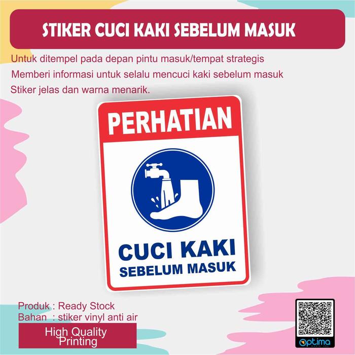 Jual STIKER CUCI KAKI SEBELUM MASUK UKURAN 15 X 20 CM - Kab. Klaten ...