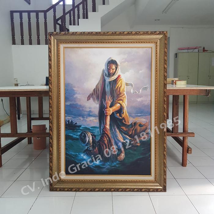 Jual Lukisan Yesus Menolong Petrus ; SM-09 JF (100X75 cm) - Jakarta ...