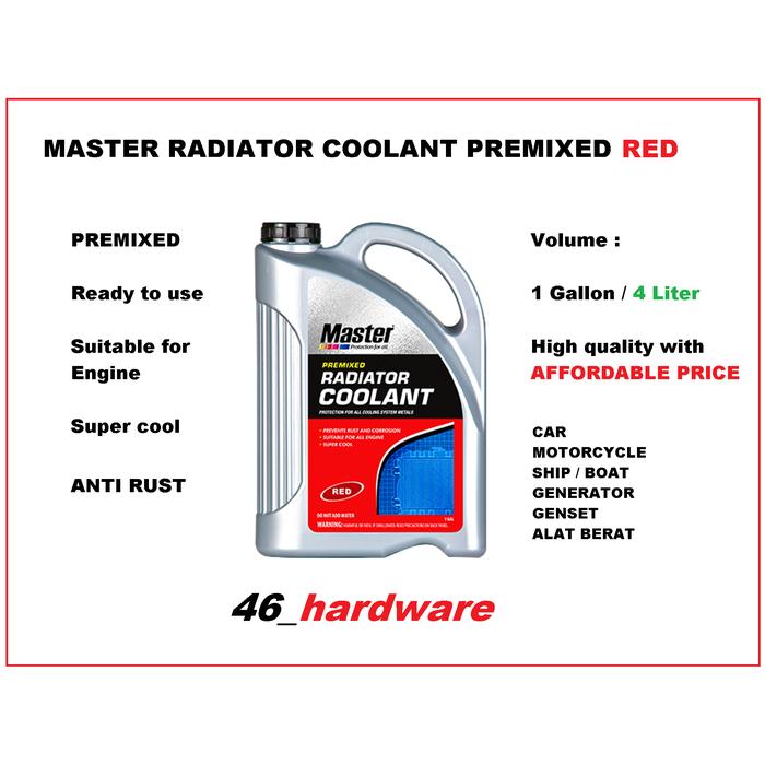 Jual MASTER RADIATOR COOLANT PREMIX RED MERAH AIR RADIATOR GALON 4 ...