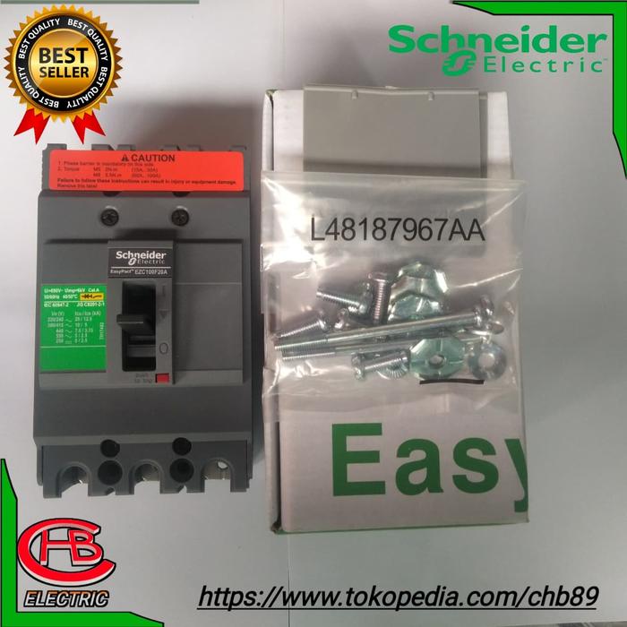 Jual MCCB BREAKER SCHNEIDER 3P EZC100F 20A (10kA) Ref.EZC100F3020 - Jakarta Pusat - CHB Electric ...