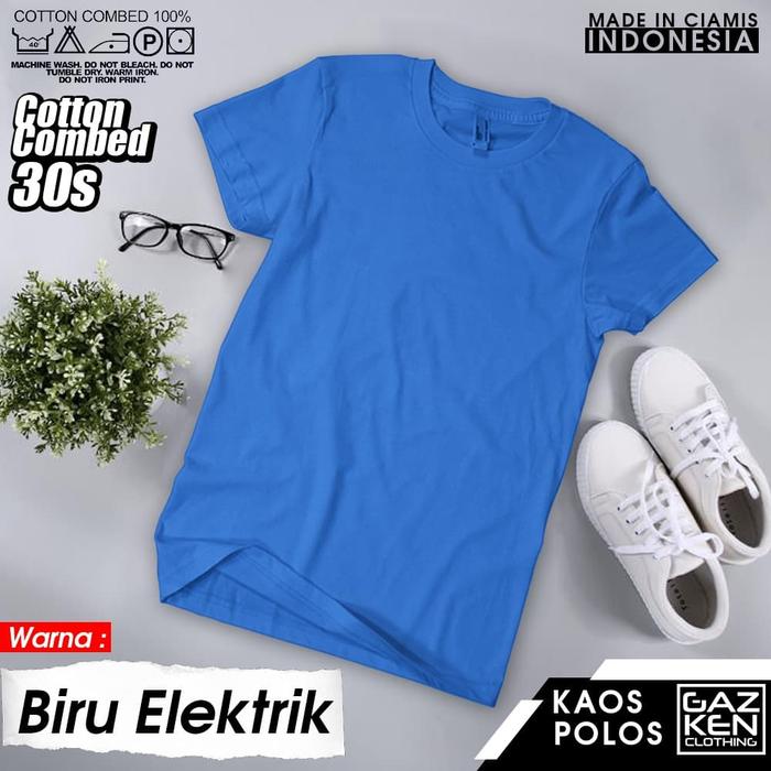 Jual Kaos Polos Biru Elektrik BCA Benhur Baju Cotton Combed 30s Polosan ...