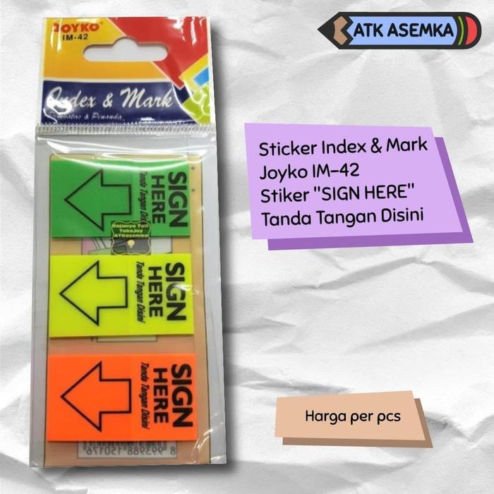 Jual Stiker Sign Here Tanda Tangan Sticker Index & Mark Joyko IM-42 ...