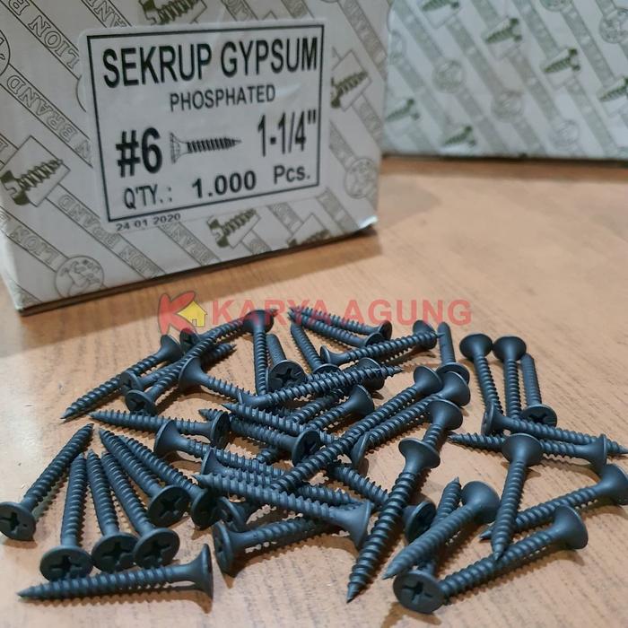 Jual Skrup Gypsum 6 x 1 1/4" 3 cm 100 bj / Sekrup Gipsum Hitam / Drywall - Kota Makassar - Karya ...